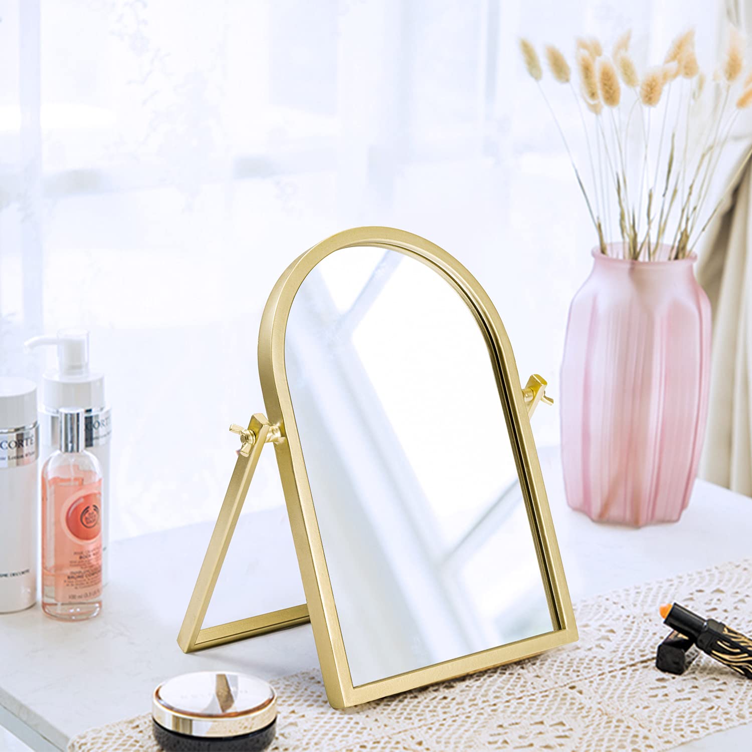 Geloo Vanity Makeup Mirror Decor-Vintage Desk Table Mirrors 360 ...