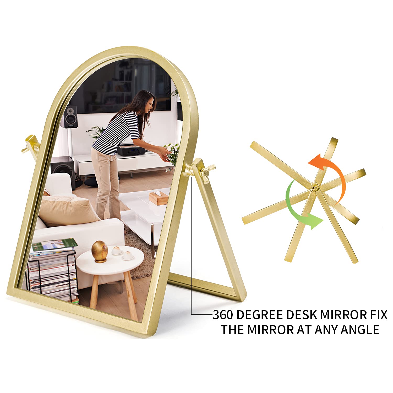 Geloo Vanity Makeup Mirror Decor-Vintage Desk Table Mirrors 360 ...