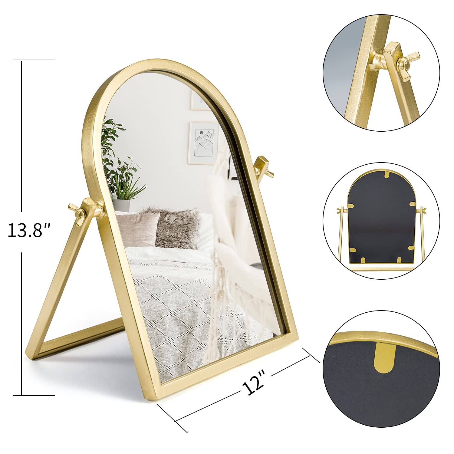 Geloo Vanity Makeup Mirror Decor-Vintage Desk Table Mirrors 360 ...