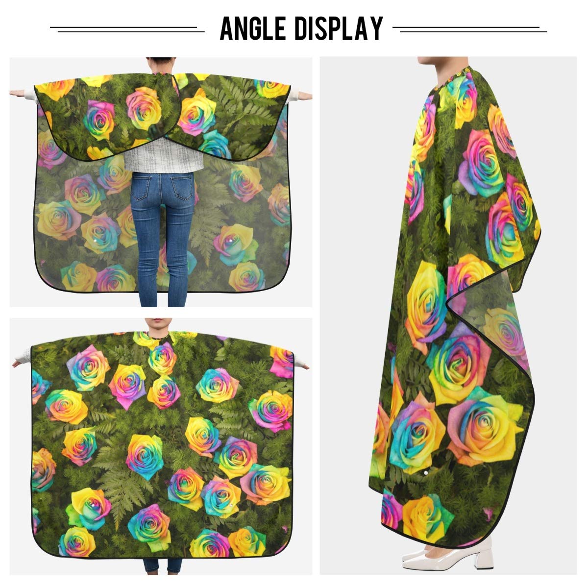 Hair Cutting Cape for Adults - Rainbow Roses And Fern Leaves Beard ...