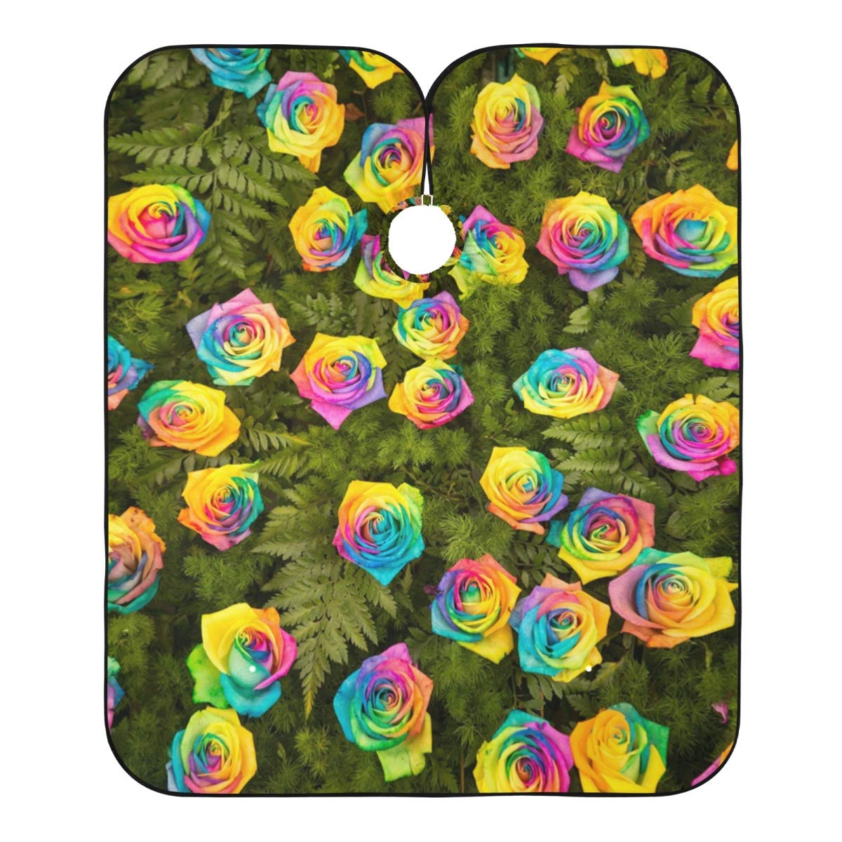 Hair Cutting Cape for Adults - Rainbow Roses And Fern Leaves Beard ...