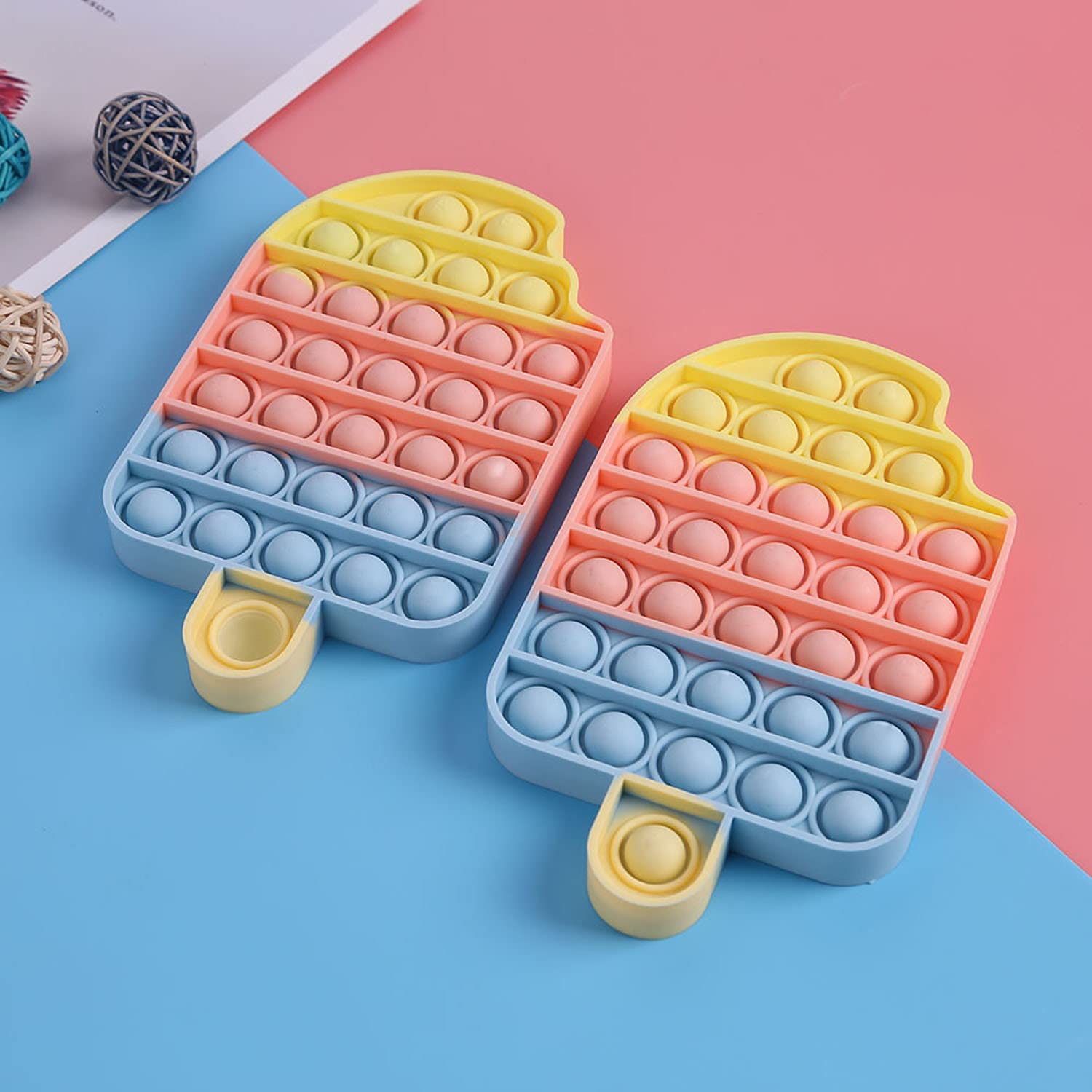 Ice Cream Push Pop Bubbles Fidget Toy, Stress Reliever Silicone Sensory ...