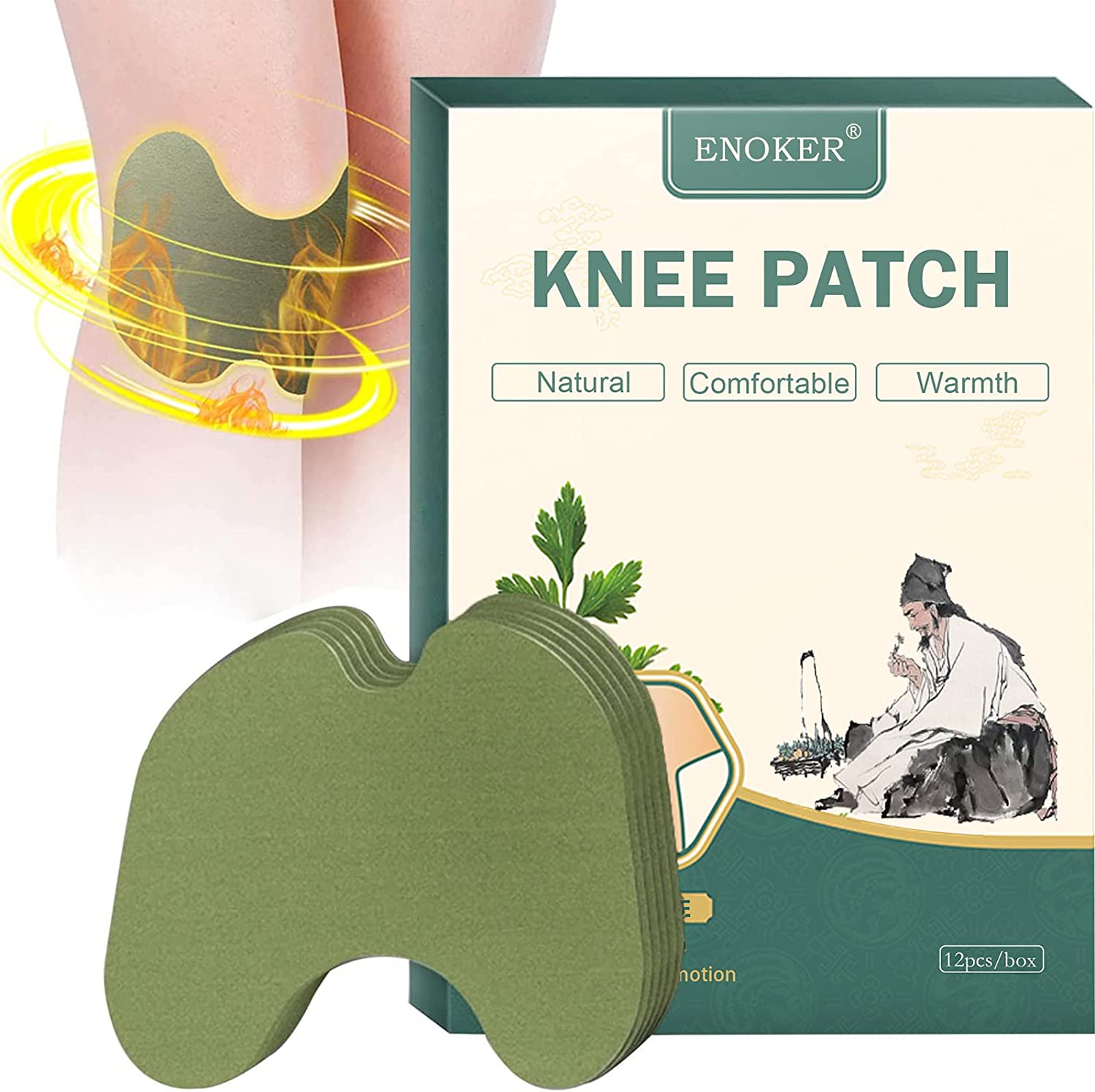 Knee Patch, Hot Moxibustion Plaster Wormwood Sticker, Self-Heating ...