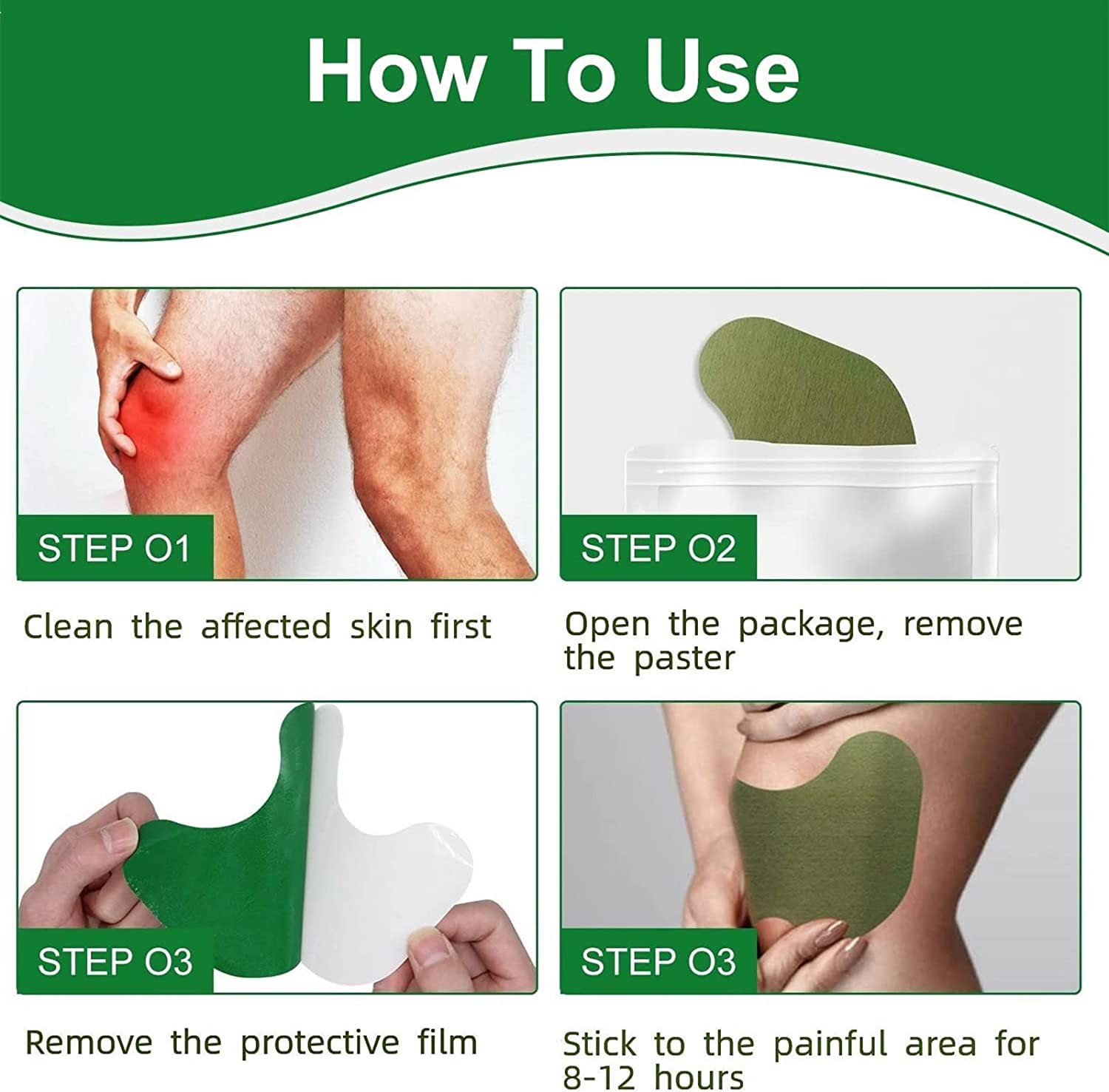 Knee Patch, Hot Moxibustion Plaster Wormwood Sticker, Self-Heating ...