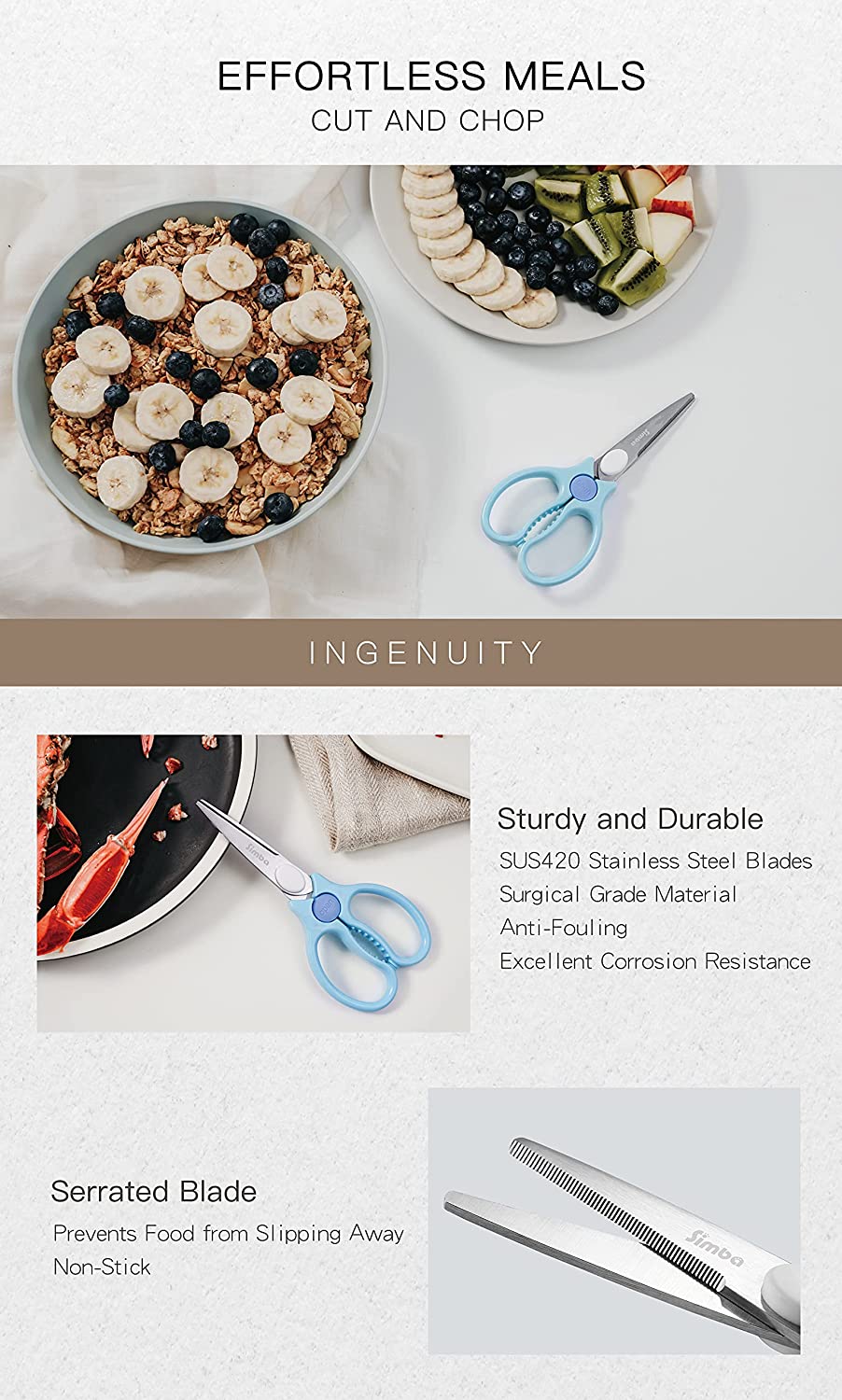 Simba Premium Portable Safety Food Scissors (Pink)