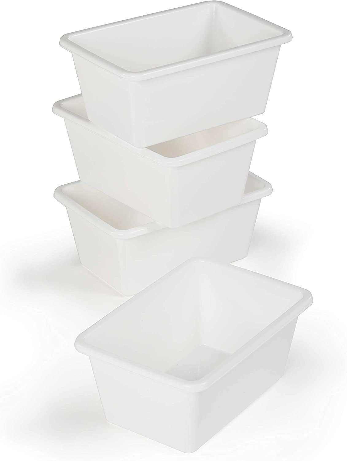 Humble Crew, White Small Plastic Storage Bins, Set of 4