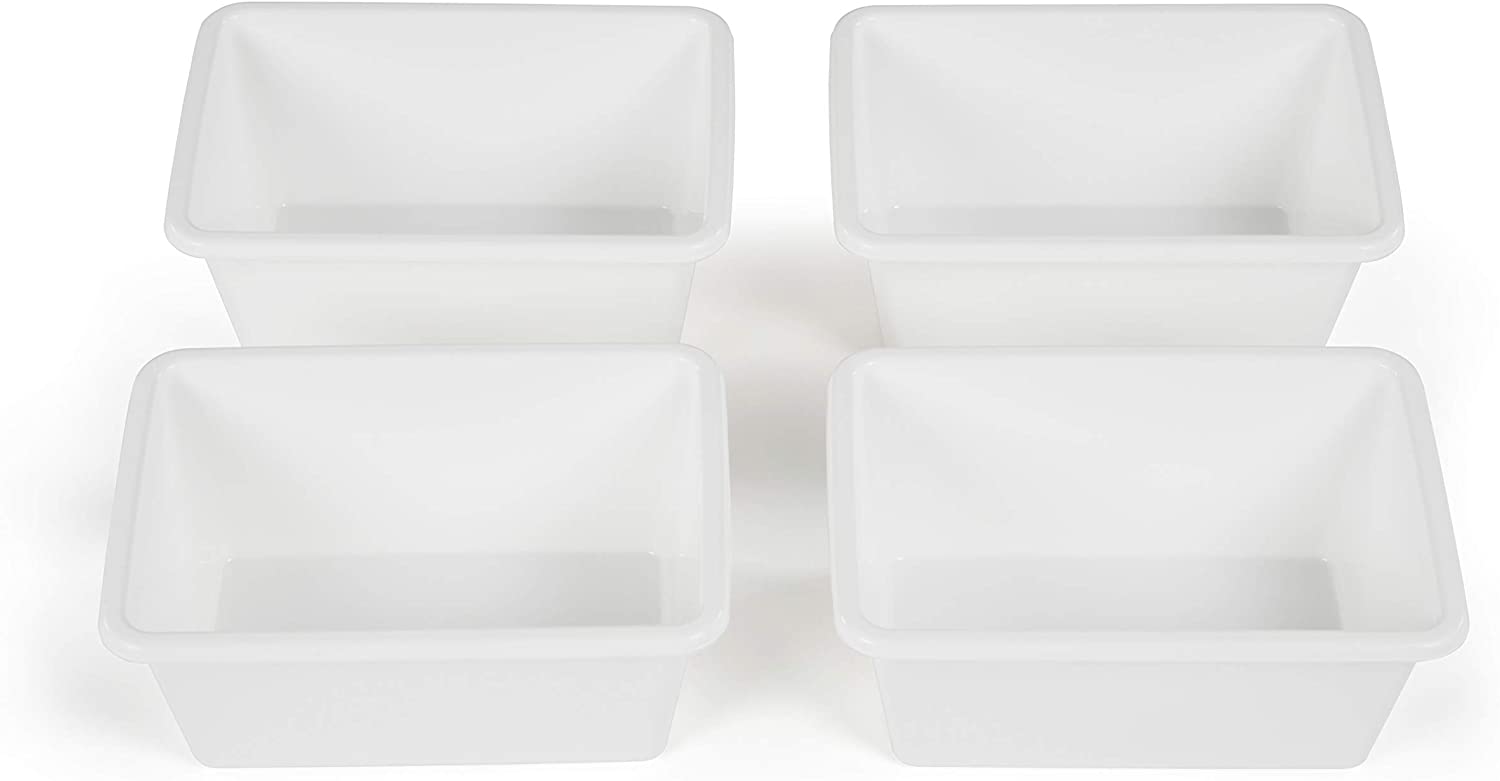 Humble Crew, White Small Plastic Storage Bins, Set of 4