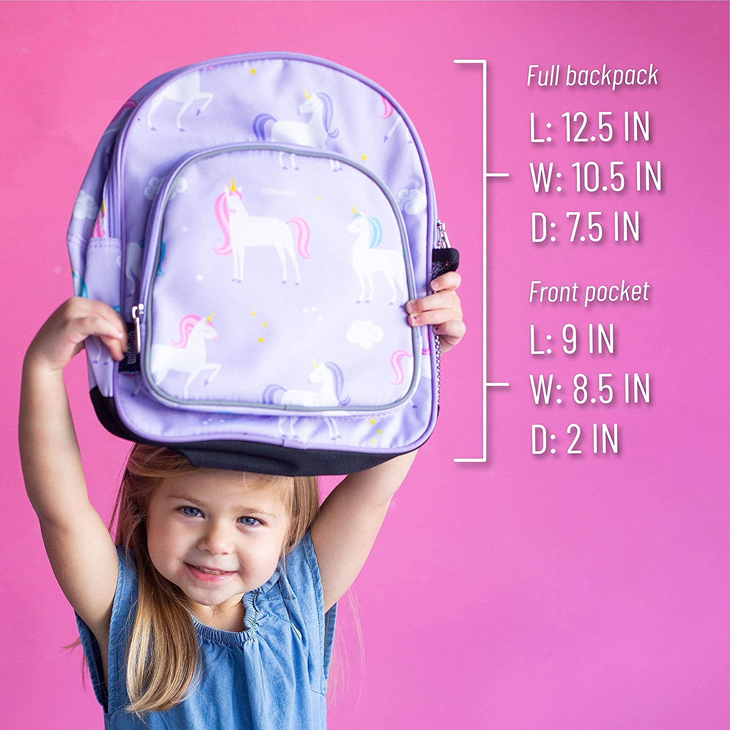 Wildkin 12 Inch Kids Backpack with Modern Nap Mat (Unicorn)
