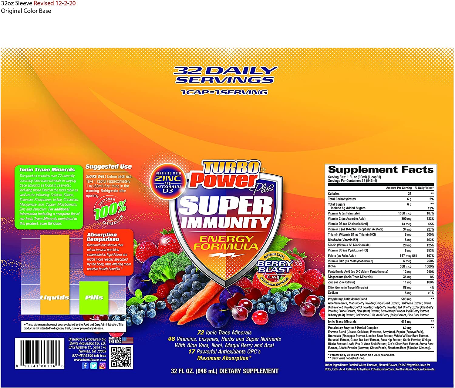 Turbo Power Plus Super Immunity 32 Oz. Liquid Energy Formula: 72 ...