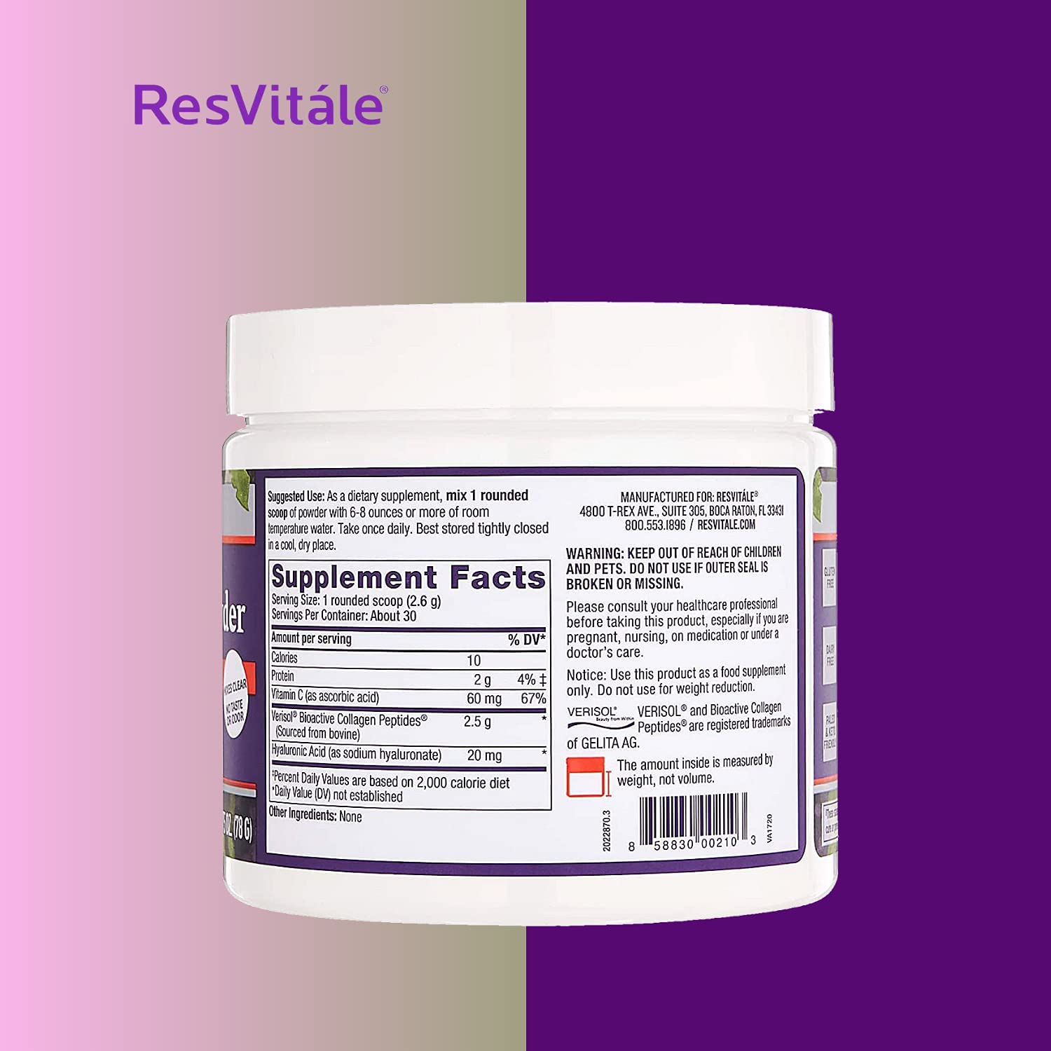 ResVitale Collagen Renew Powder with VERISOL Bioactive Collagen ...