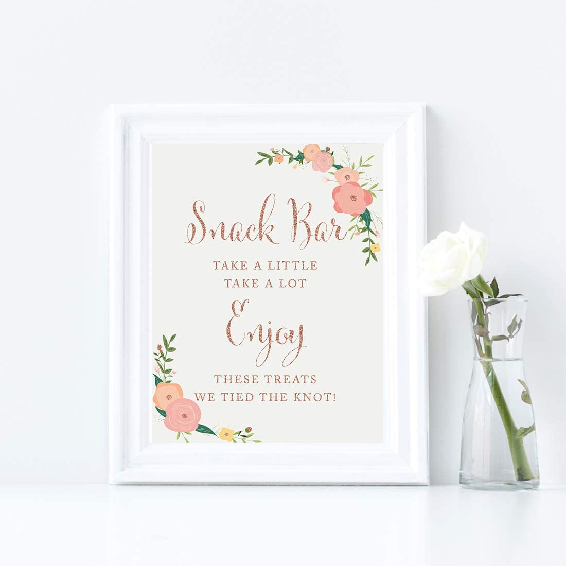 Andaz Press Wedding Party Signs, Faux Rose Gold Glitter with Florals, 8 ...
