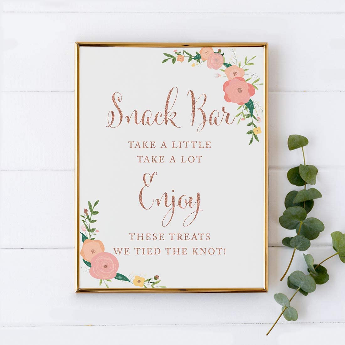 Andaz Press Wedding Party Signs, Faux Rose Gold Glitter with Florals, 8 ...