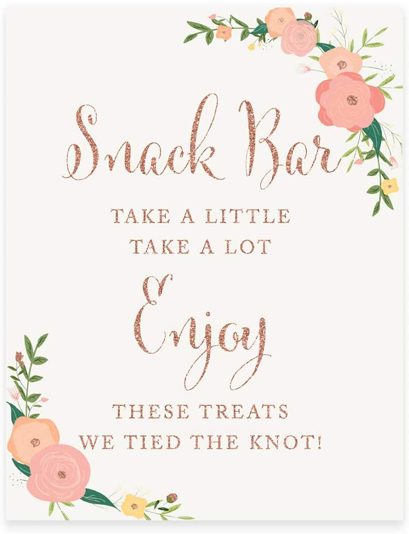 Andaz Press Wedding Party Signs, Faux Rose Gold Glitter with Florals, 8 ...