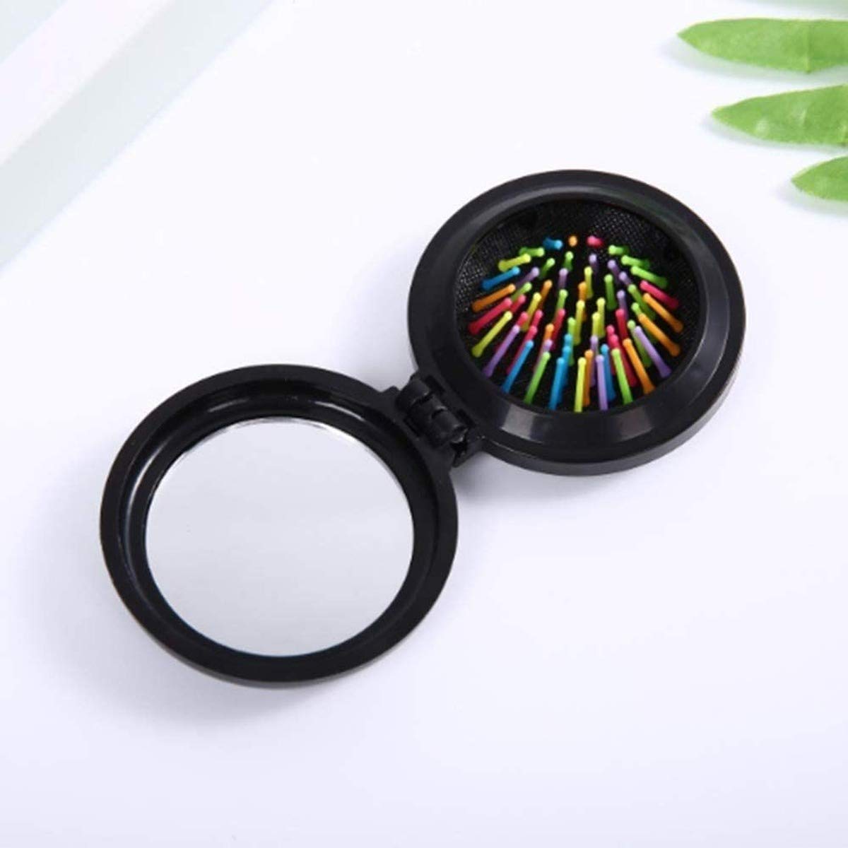 Fold Hairbrush Rainbow Round Mini Portable Mirror Compact Pop up ...