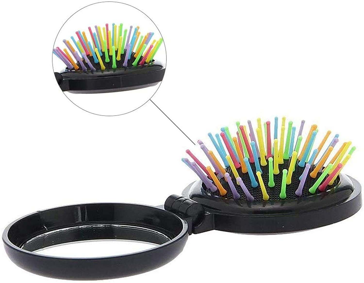 Fold Hairbrush Rainbow Round Mini Portable Mirror Compact Pop up ...