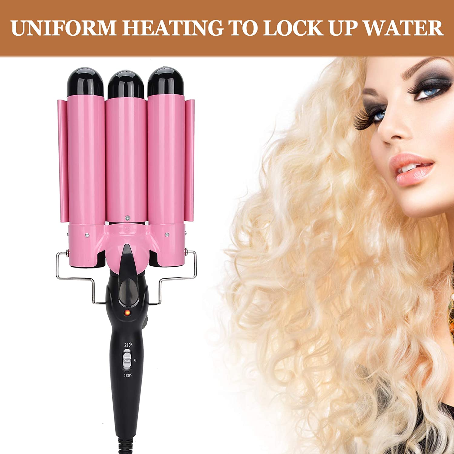 Hair Curling Iron 3 Barrel Hair Crimper Ceramic Temperature Control ...