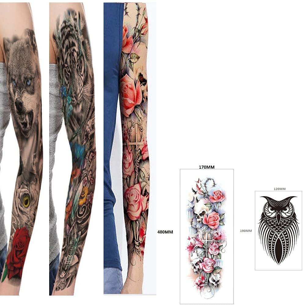 16 Temporary Tattoo Stickers (8 Full-arm Tattoo Stickers for Men and ...