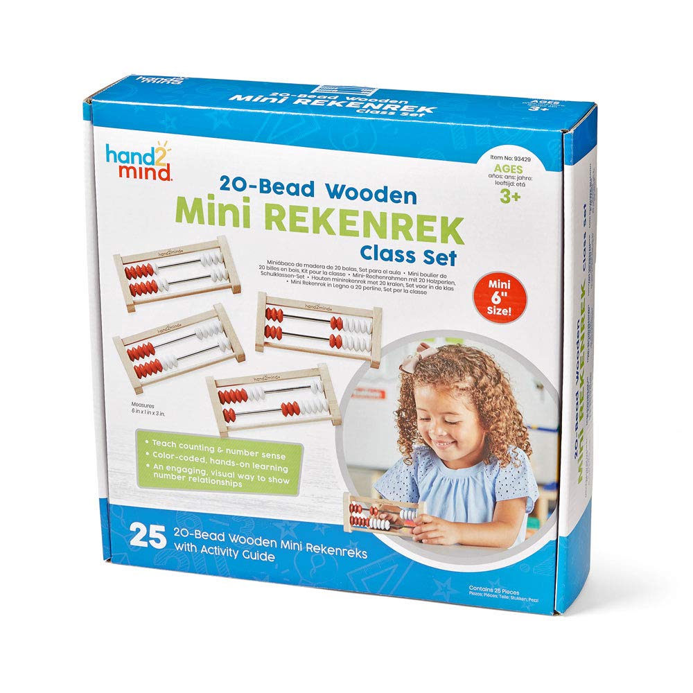 hand2mind Mini 20-Bead Rekenrek, Wooden Rekenrek, Abacus for Kids Math ...