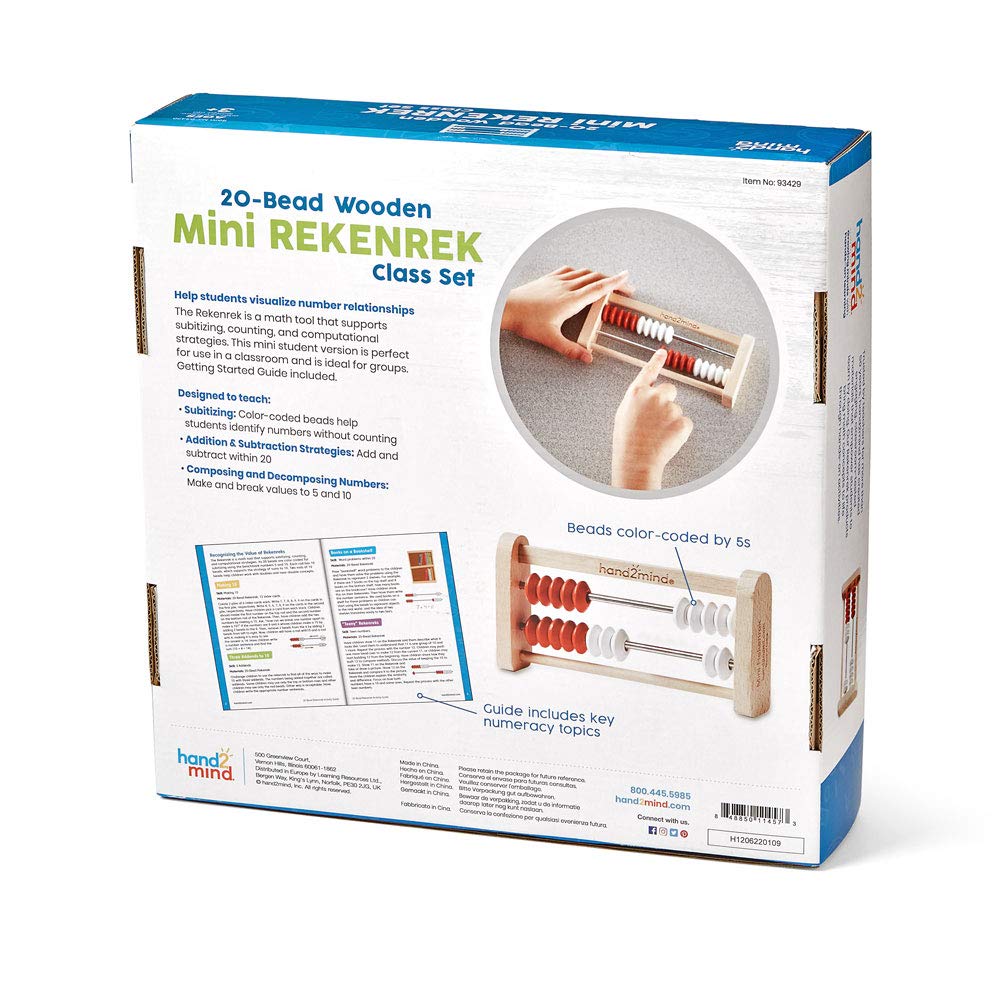 hand2mind Mini 20-Bead Rekenrek, Wooden Rekenrek, Abacus for Kids Math ...
