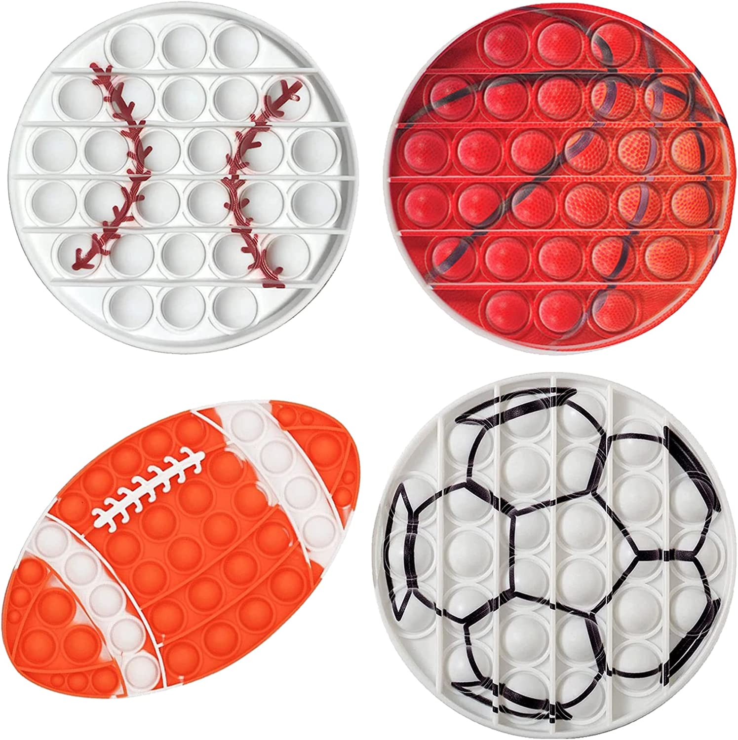 Fidget LAB 4 pcs Sports Pop Fidget Pack Push It Toy | Sensory Football ...