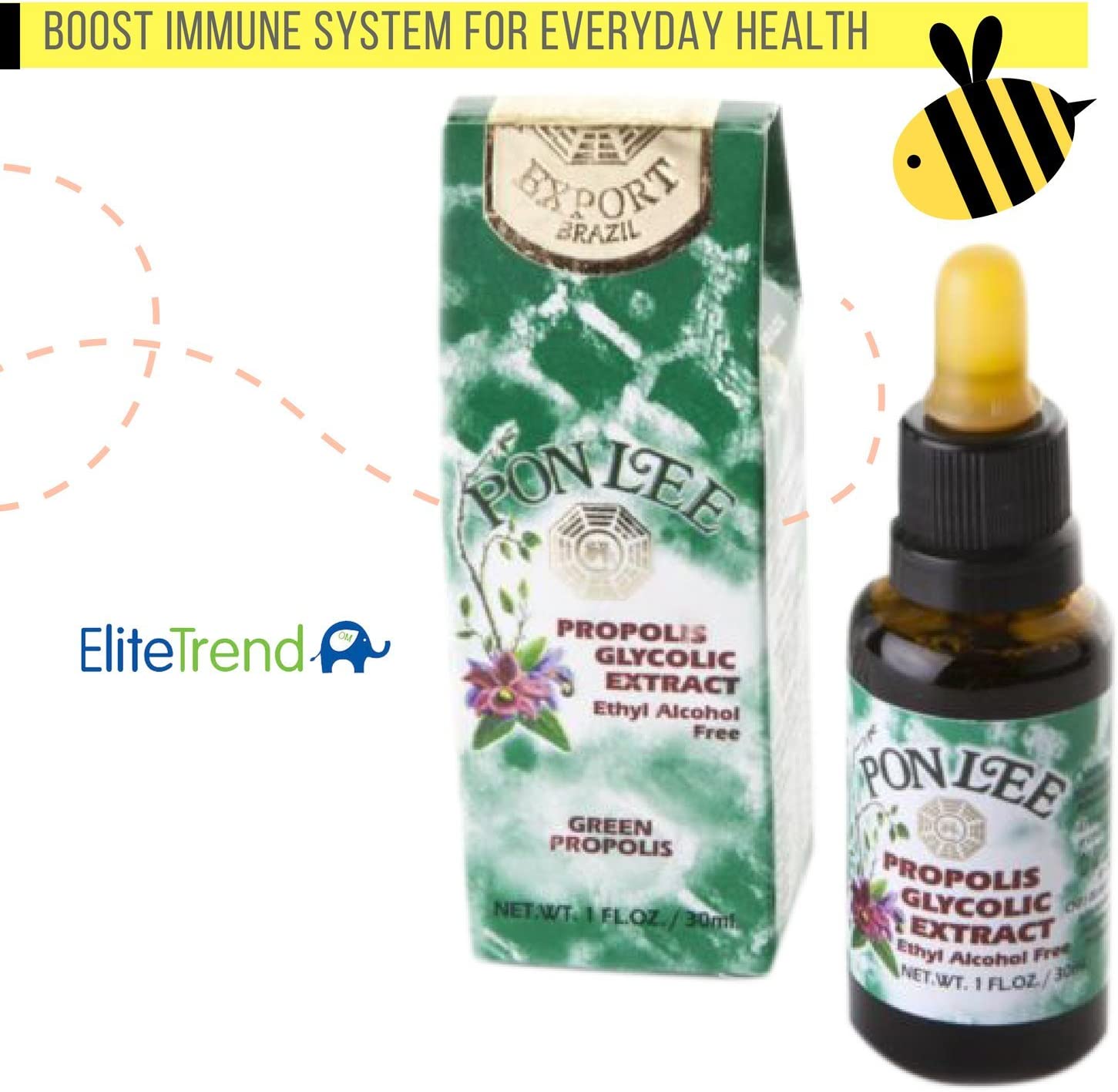 Pon Lee Brazil Green Bee Propolis Liquid Extract No Alcohol 30ML 1 Pack