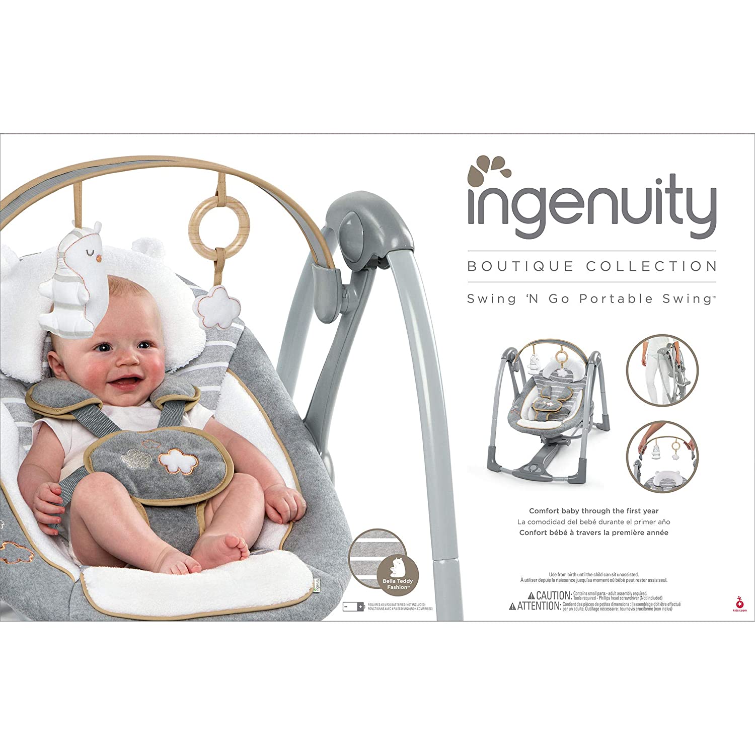 Ingenuity Boutique Collection Swing 'n Go Portable Swing - Bella Teddy