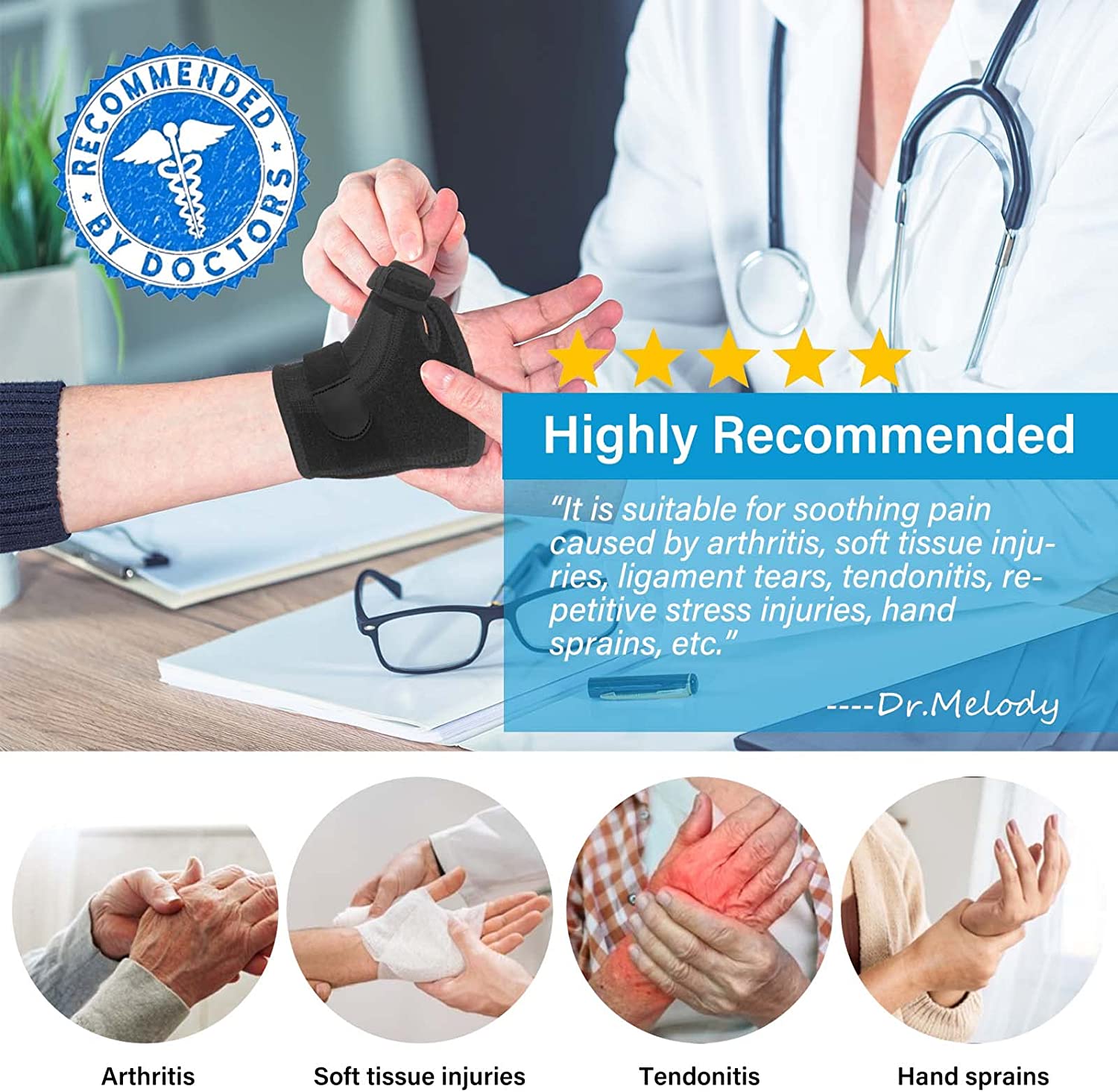 Thumb Brace, Thumb Splint, CMC Joint Thumb Spica Splint for Pain Relief ...