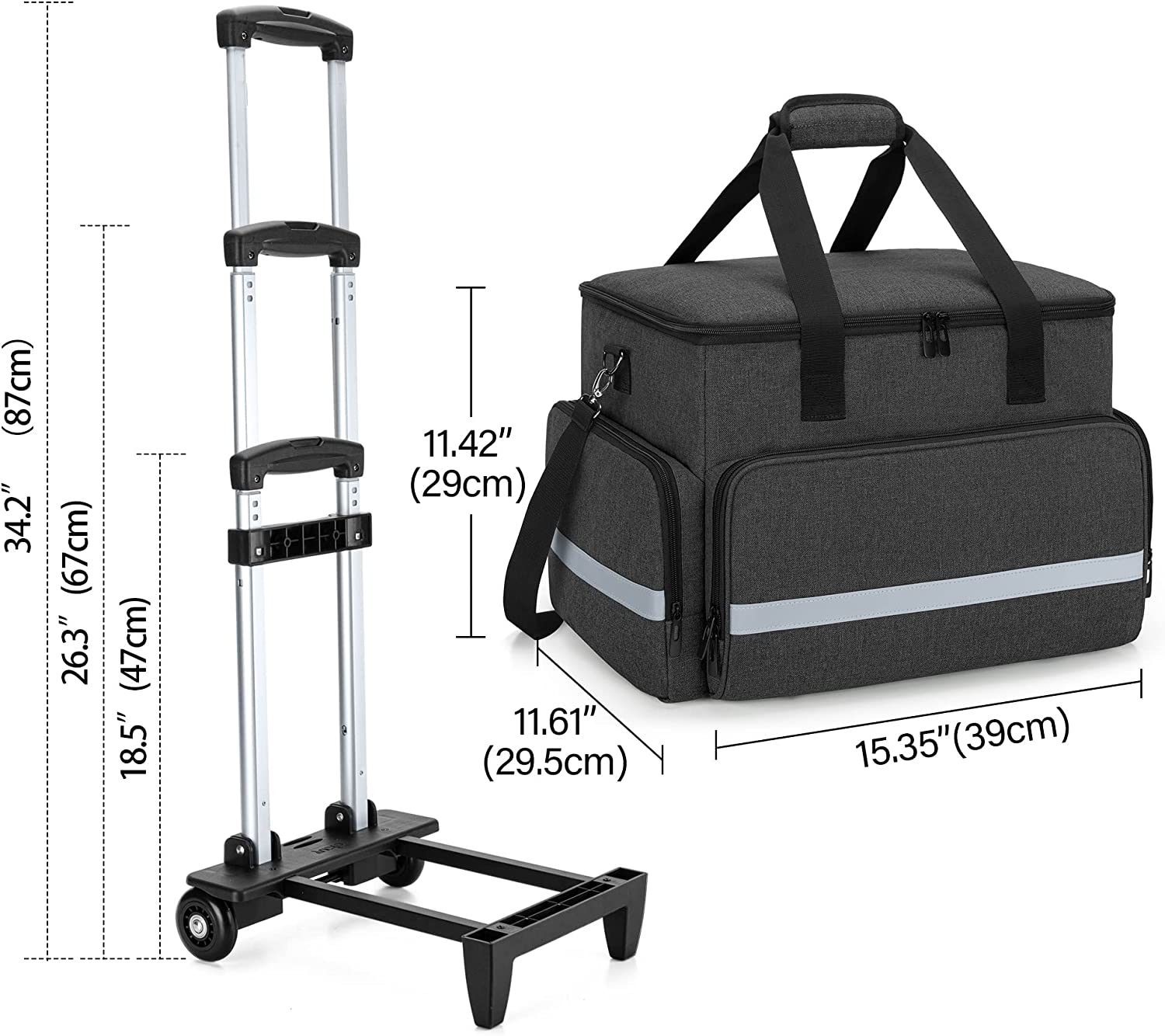 CURMIO Rolling Medical Bag with Wheels, First Aid Responder Bag Empty ...
