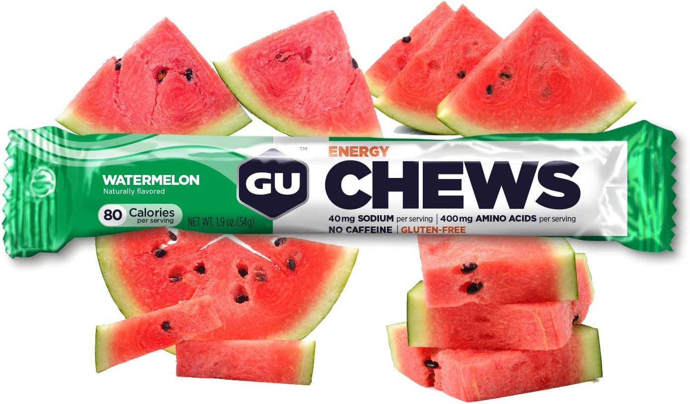 GU Energy Chews, Watermelon Energy Gummies with Electroloytes, 18 Packs ...