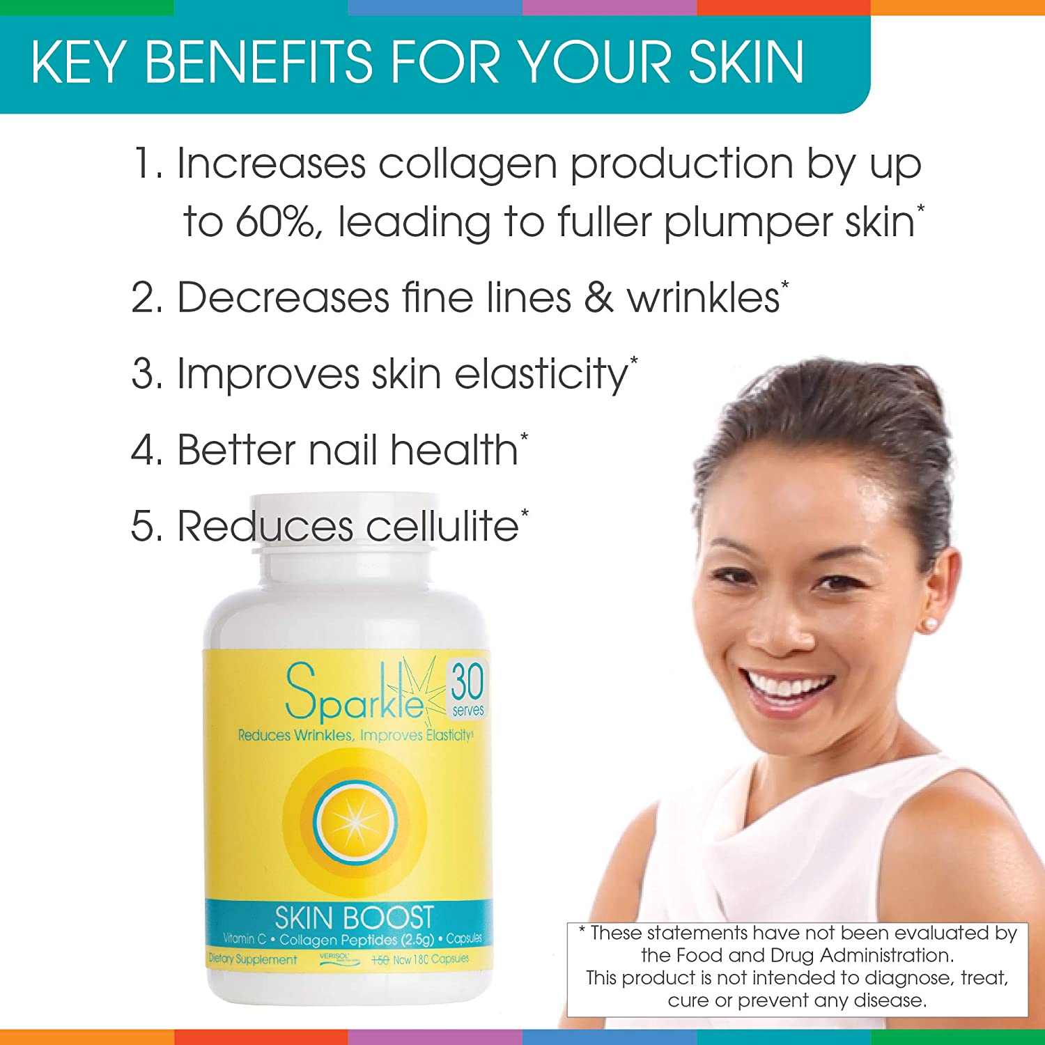 Collagen Capsules - Sparkle Skin Boost Collagen Capsules (180 Pills) 30 ...