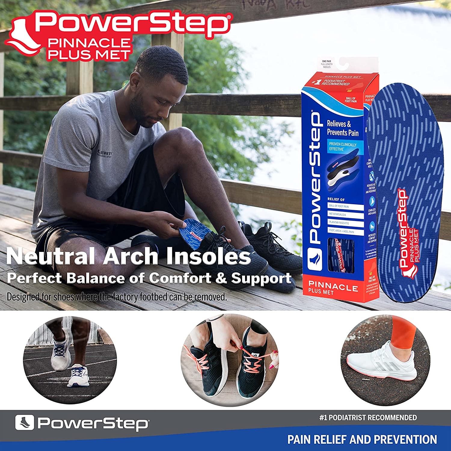 Powerstep Pinnacle Plus Met Insoles, Neutral Arch Support ...