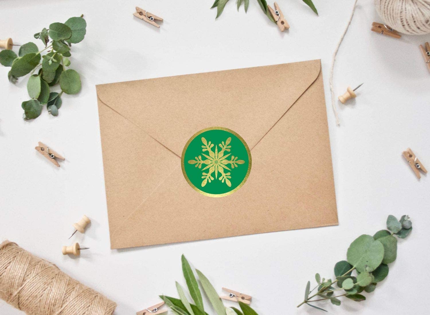 Snowflake Stickers - (Pack of 120) 2" Large Round Gold Foil Stamping ...