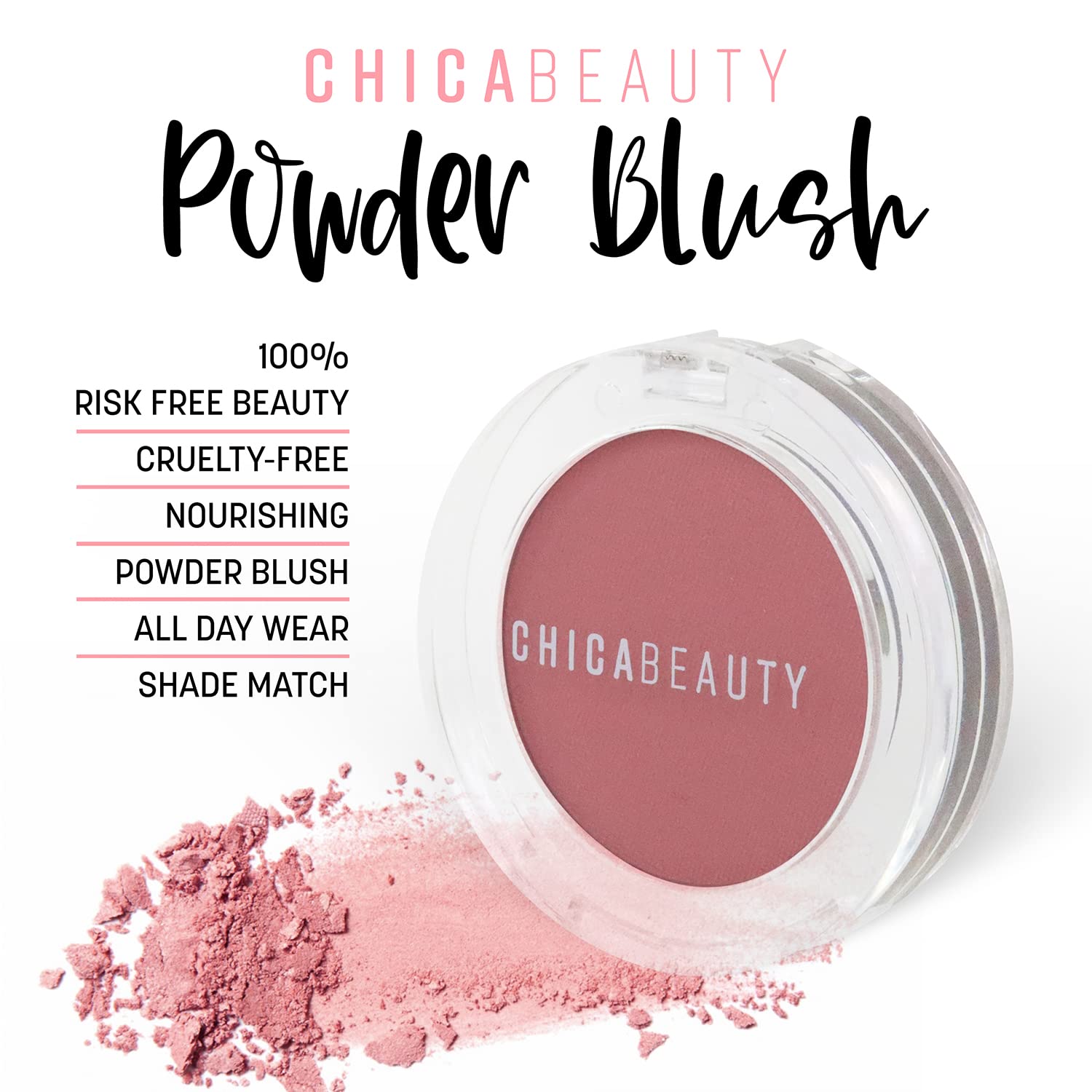 CHICA BEAUTY Blush Powder Makeup for Cheeks Glow, Long Lasting Skin ...
