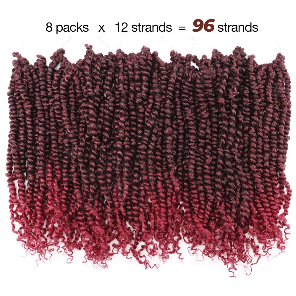 Toyotress 8 Packs 14 inch Tiana Passion Twist Hair Burgundy Pre-Twisted ...