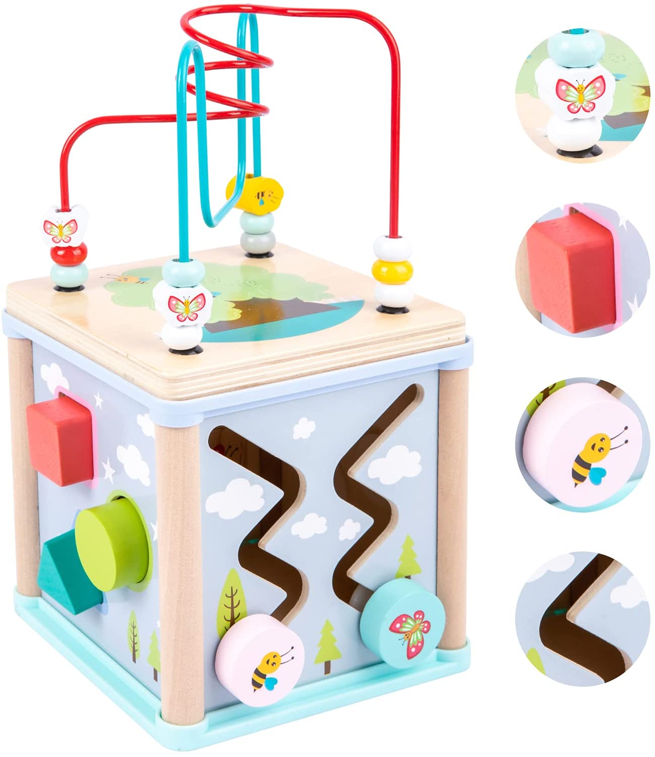 Wooden Activity Cube Bead Maze For Toddlers Kids 5 In 1 Activity Cube Toys For 3 Year Old Boy wooden-activity-cube-bead-maze-for-toddlers-kids-5-in-1-activity-cube-toys-for-3-year-old-boy