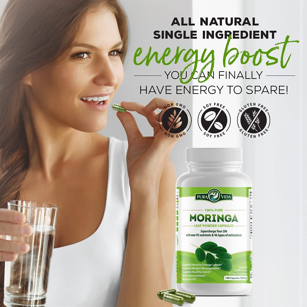 PURA VIDA MORINGA Moringa Capsules Single Origin Moringa Powder Organic ...