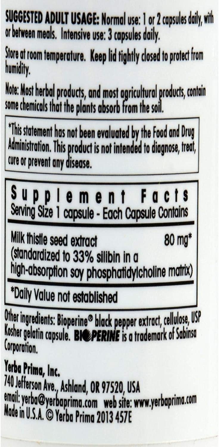 Yerba Prima Milk Thistle X-Strength 50 Capsules