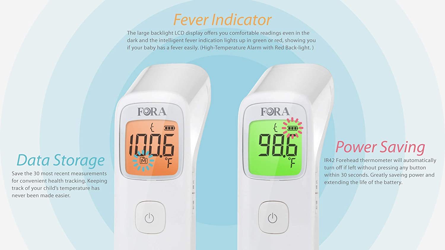 FORA IR42 Medical Grade Non-Contact Forehead Thermometer, Made in ...