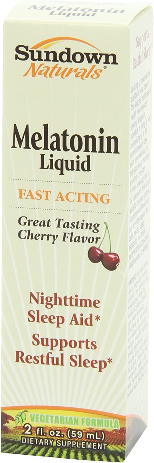 Sundown Sublingual Melatonin Liquid Cherry Flavor, 2 Ounces