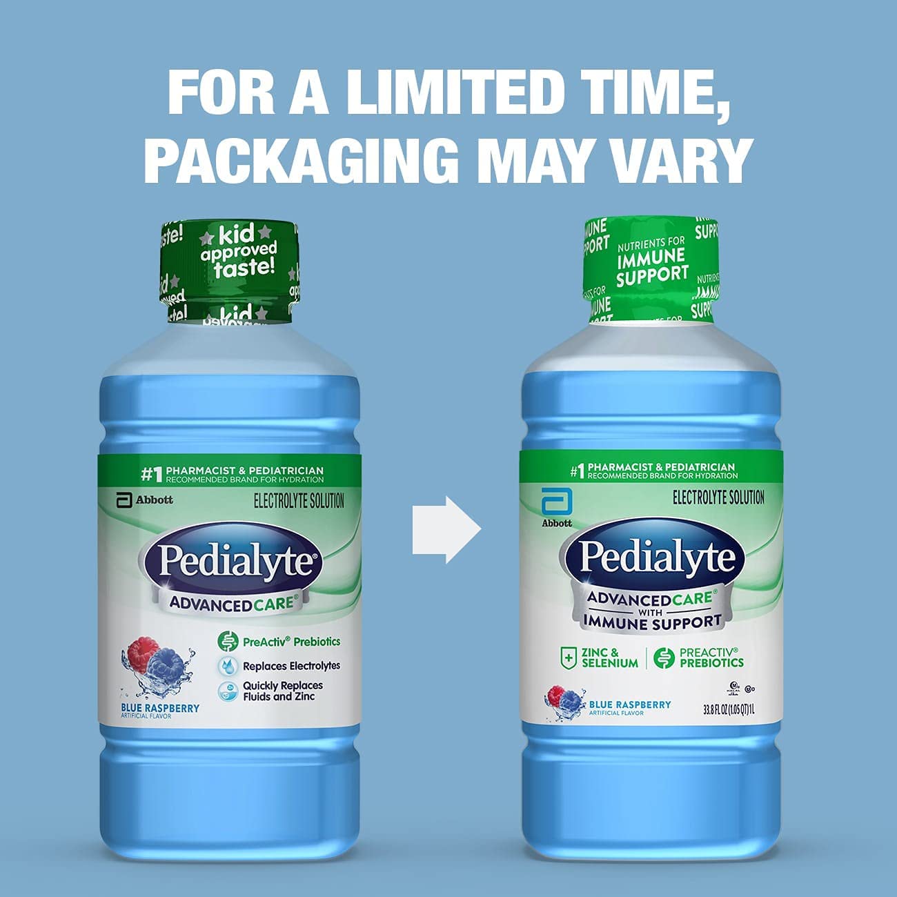 Pedialyte AdvancedCare Electrolyte Solution, 1 Liter, 8 Count, with ...