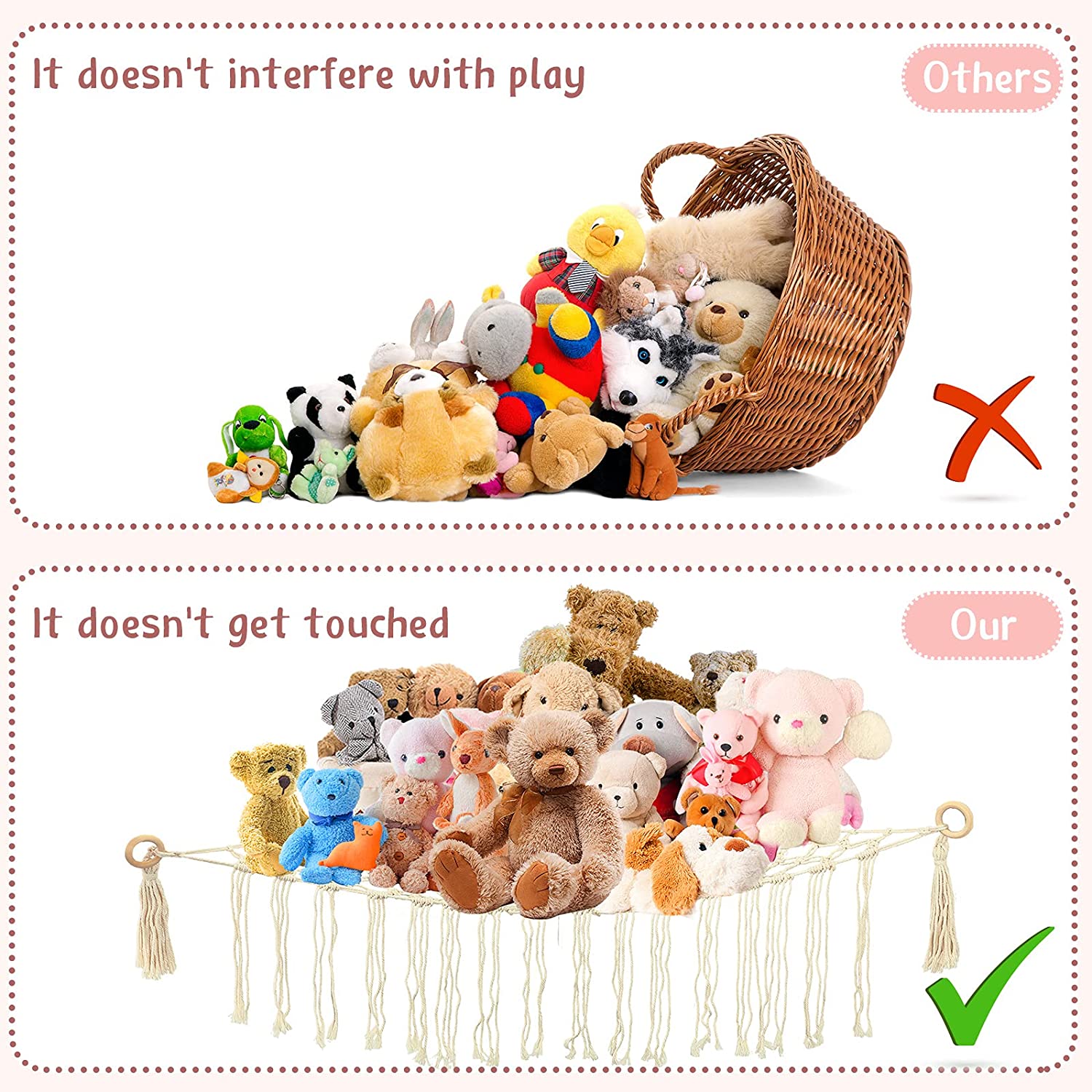 Stuffed Animal Hammock Macrame Boho Toy Hammock with LED String Light ...