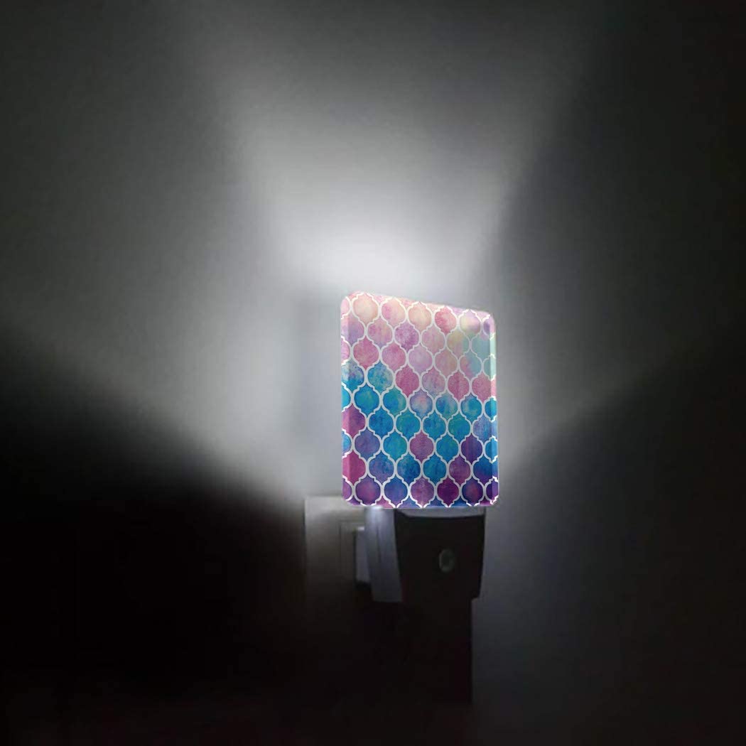 Nightlight Plug in LED Lights for Bedroom, Morocco Plaid Checked Blue ...