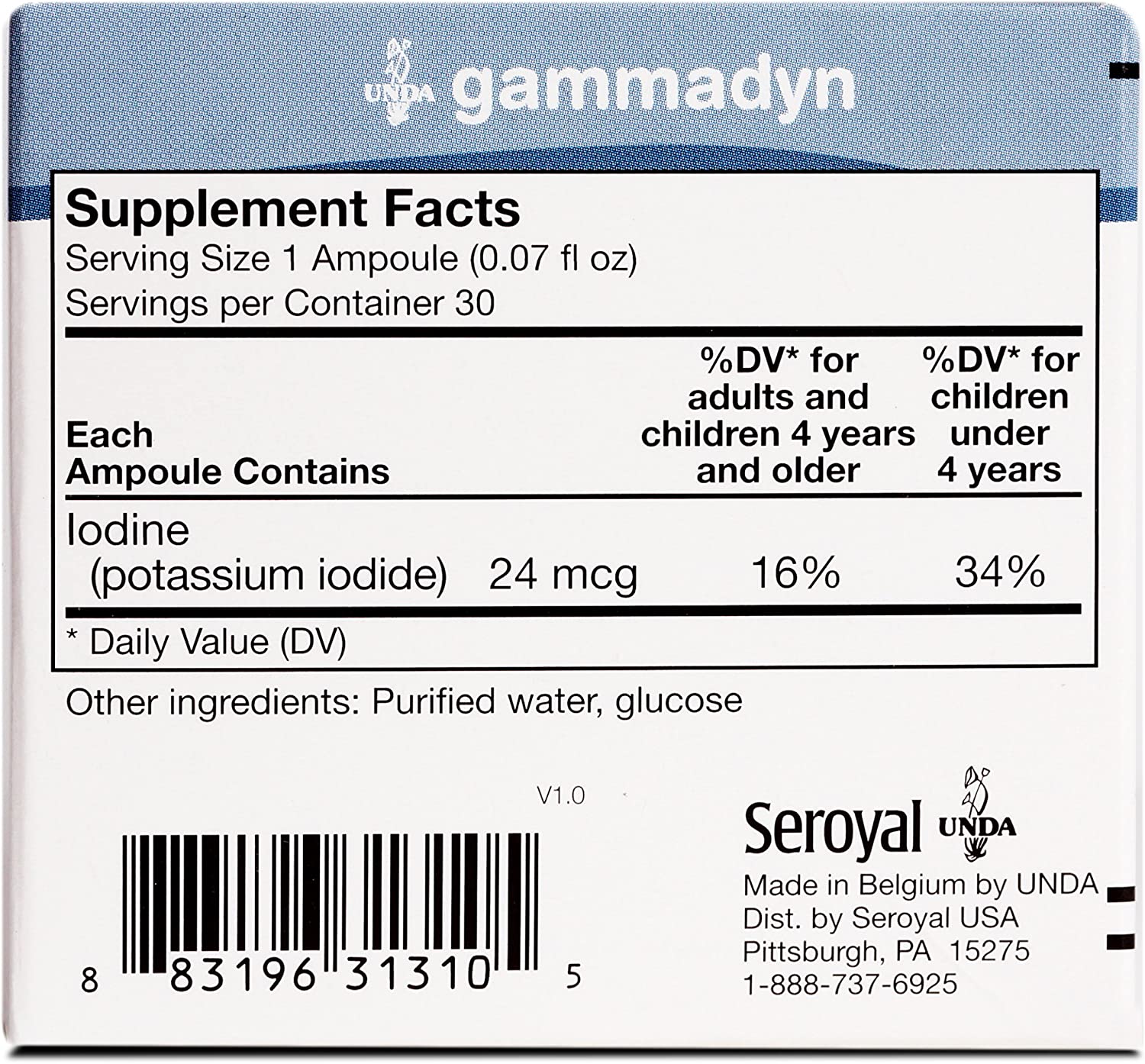 UNDA GAMMADYN I | Iodine Oligo-Element Supplement | 30 Ampoules