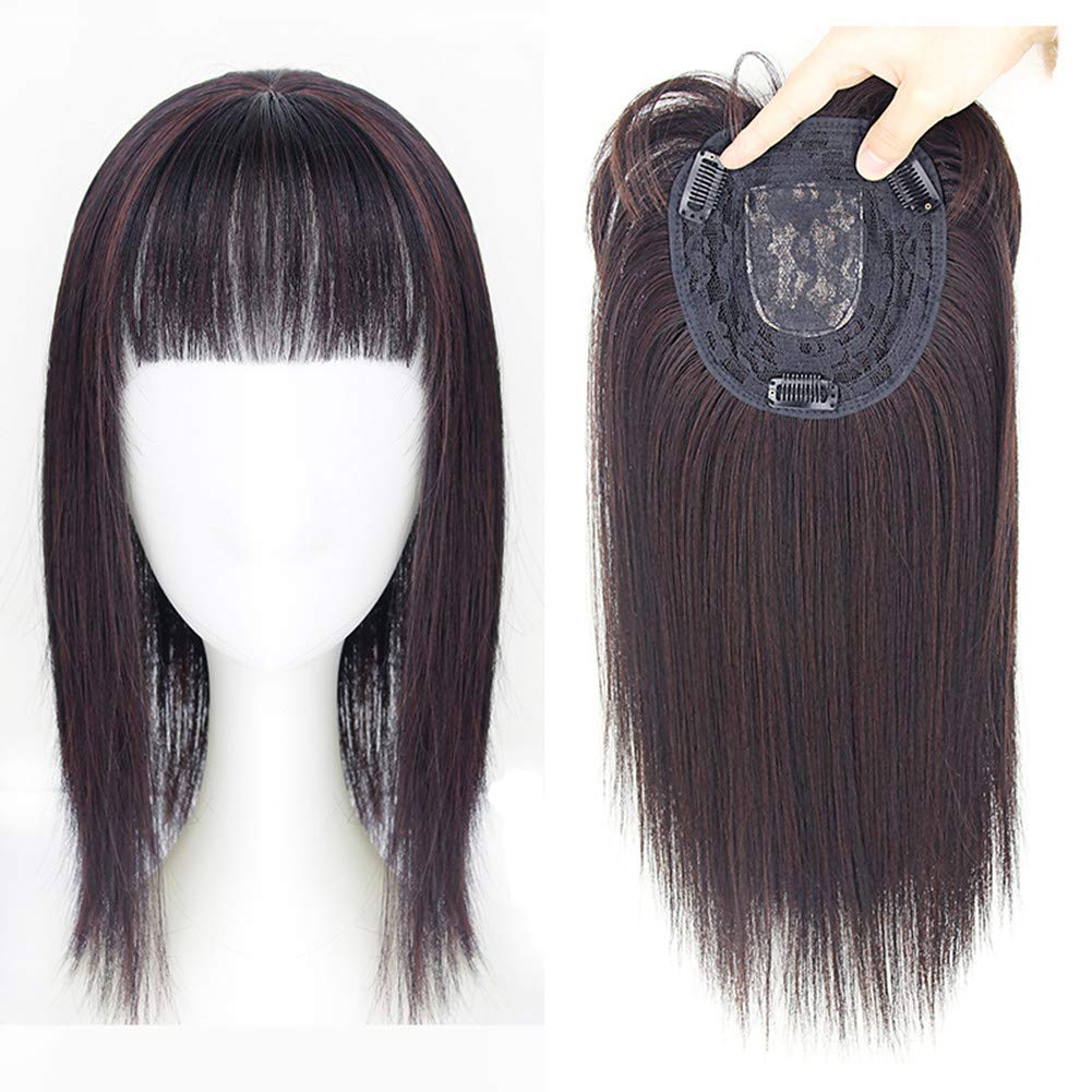 Straight Middle Part Hair Topper With Neat Bangs for Thinning Hair ...