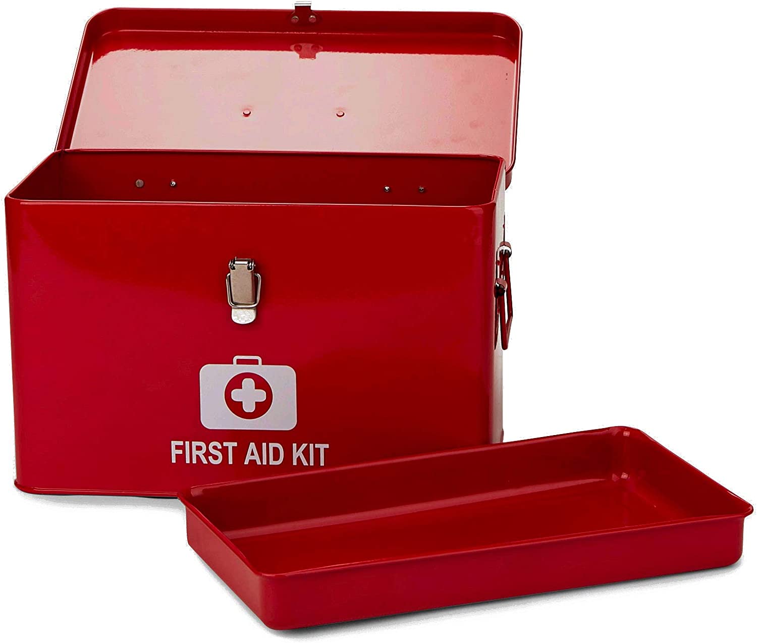 Mind Reader Vintage First Aid Box Empty, Red